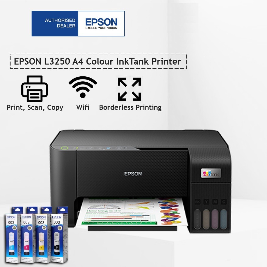 EPSON ECOTANK L3250 Wi-Fi 4-in-1 Wireless Ink Tank Printer | L3210 3-In-1 (Print/Scan/Copy) ALL ...