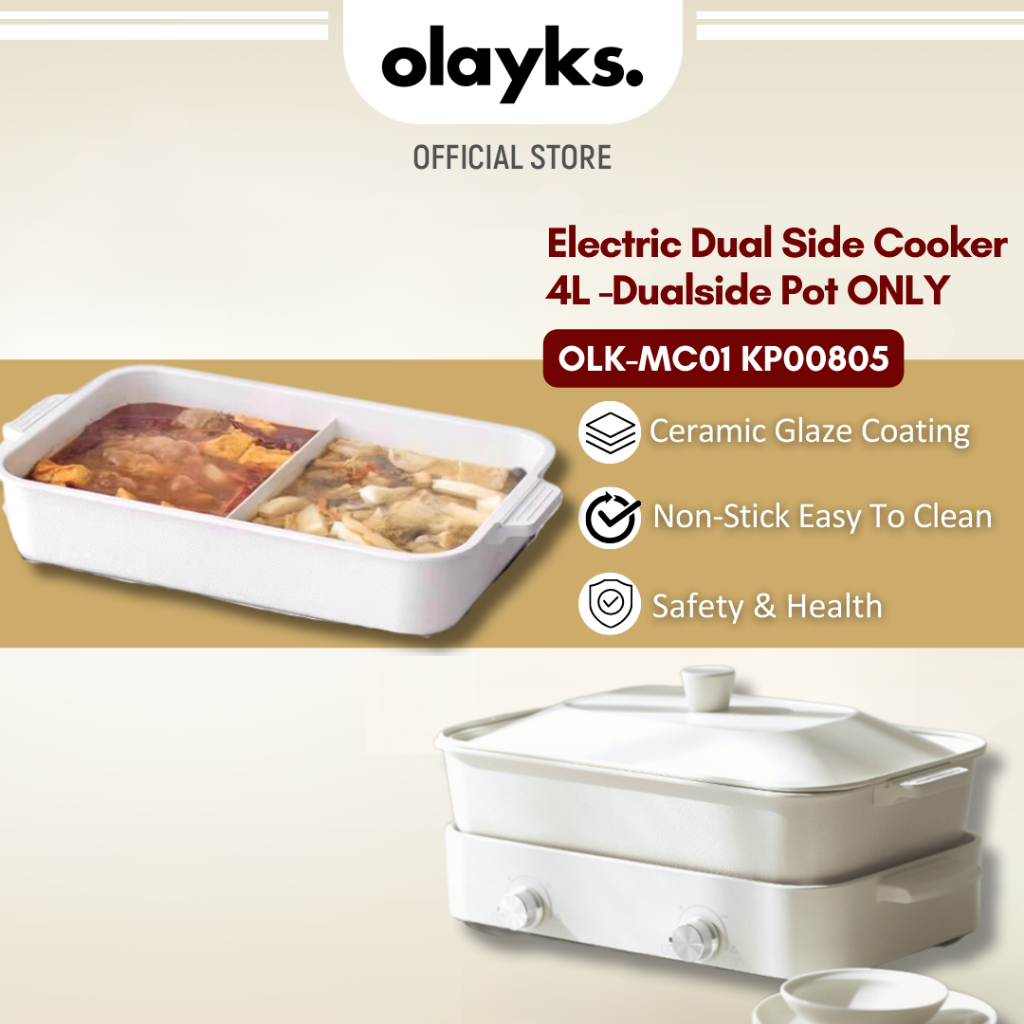 Olayks 4L Multifunction Electric Detachable Cooker OLK-MC01 Dual Side Deep Cooking Pot | Shopee ...