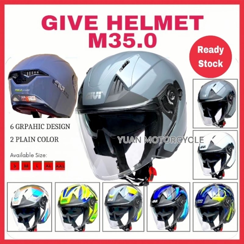 100% ORIGINAL GIVI HELMET SCUDO M35.0 GRAPHIC TORCH DOUBLE VISOR MOTORCYCLE HELMET TOPI MOTO ...