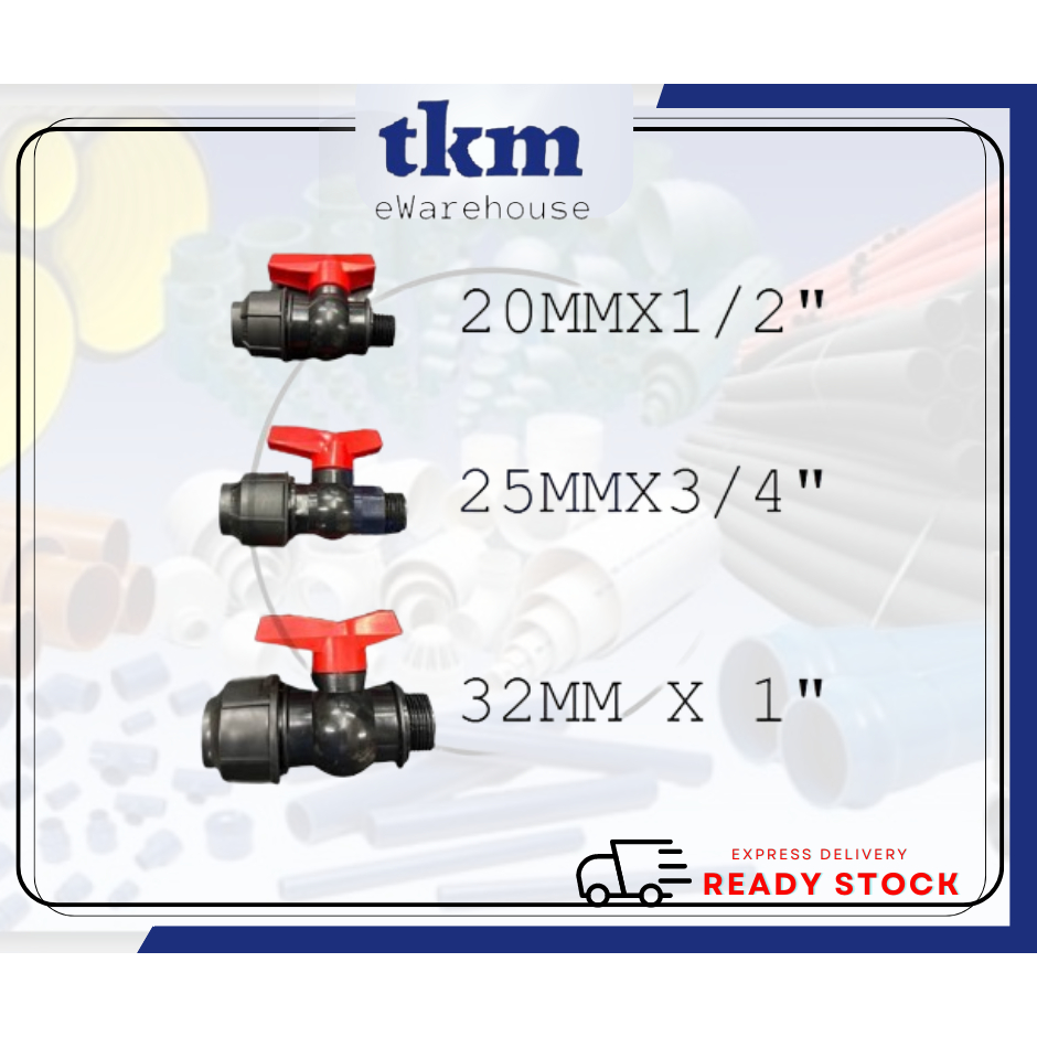 [TKM] last offer stock [20MM/25MM/32MM] POLY HDPE PP / STOP COCK STOP ...