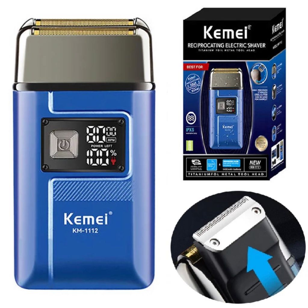 Kemei KM-1112 Rechargeable Hair Shaver For Men Beard Electric Razor Men ...