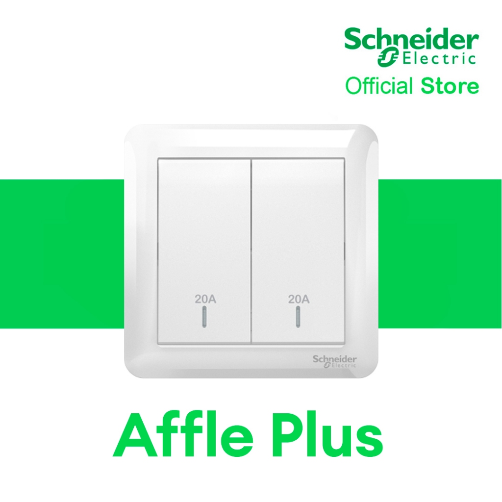 Schneider Affle Plus Double Pole Switch With Neon 20A 250V 2G | Shopee ...
