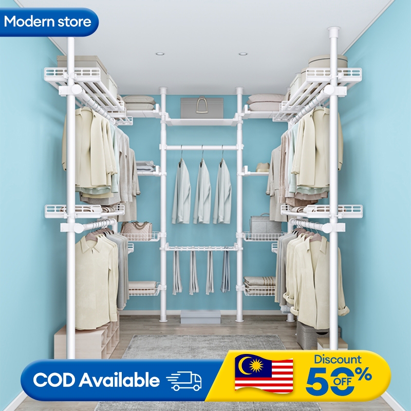 4V/4H+2Tray Stretchable Clothes Rod Telescopic Strong Steel Structure ...