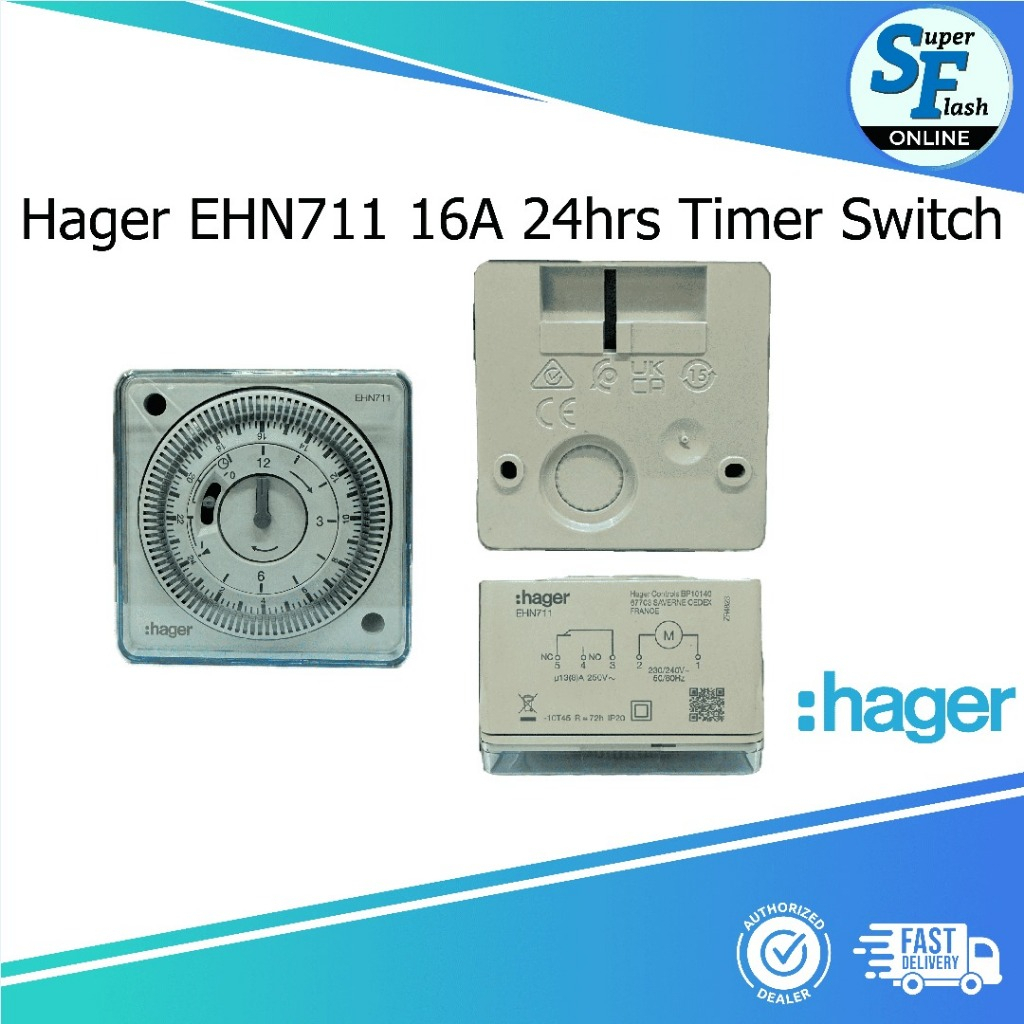 [NEW] Hager EH711 / EHN711 16A 24hrs Timer Switch/ Time Switch | Shopee Malaysia
