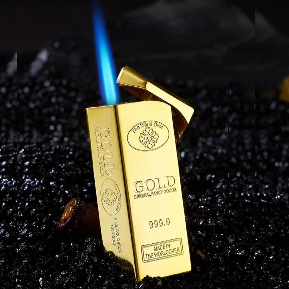 Pemetik Api Tekan Tepi Bar Emas 999.9 Gas Butana Jet Biru | Shopee Malaysia