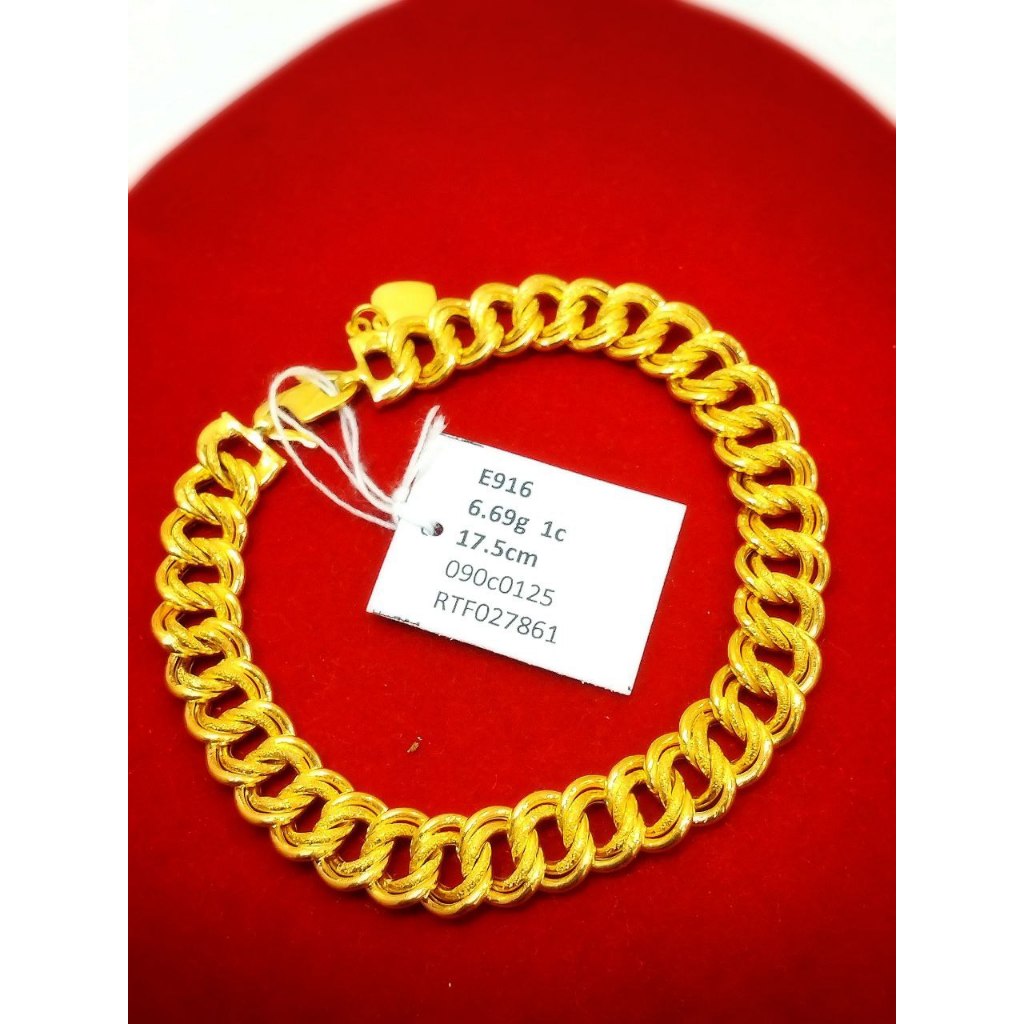 LAELA RANTAI TANGAN COCO EMAS TULEN 916 GOLD BRACELET | Shopee Malaysia