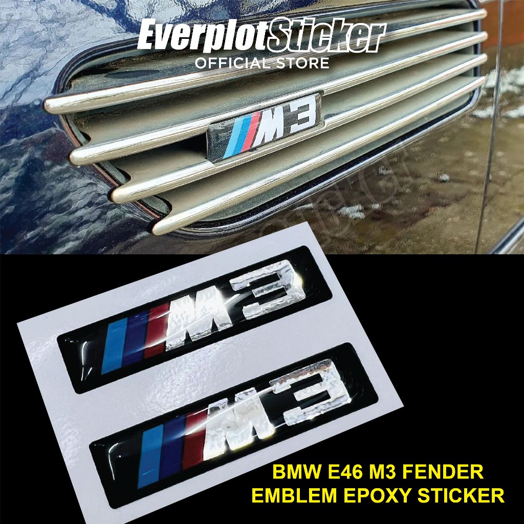 BMW E46 M3 Fender Side Gill Emblem with M3 Logo, Left & Right Side ...