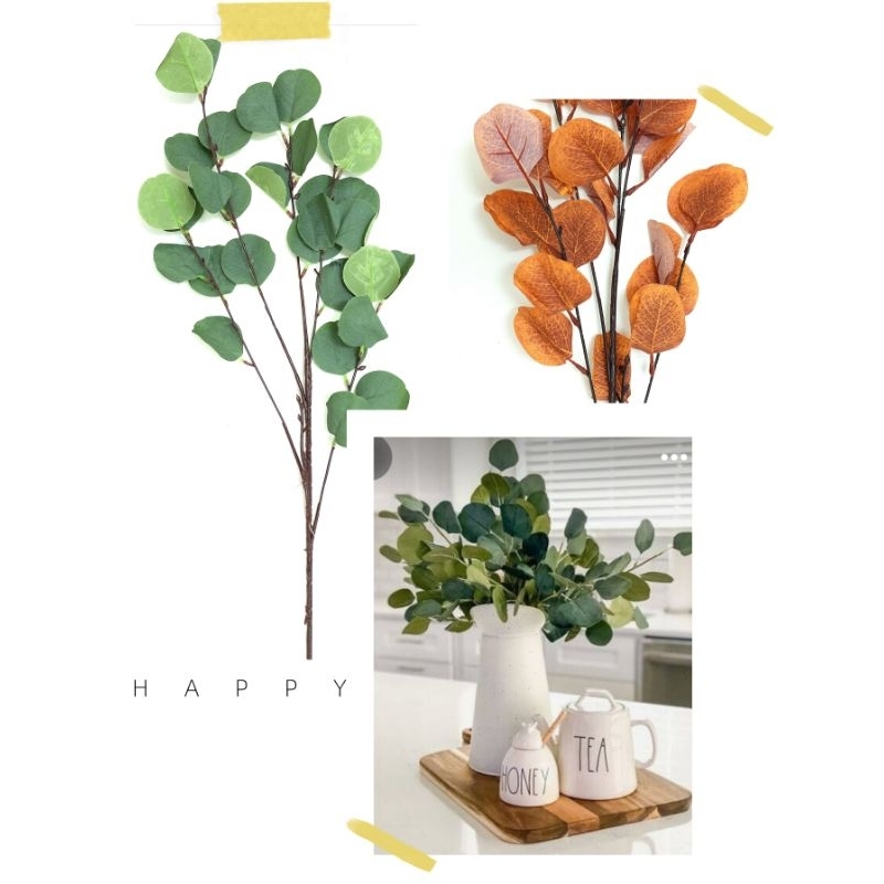 Artificial Silk Eucalyptus Leaf 92cm/Home deco/Daun hiasan/Hiasan ...