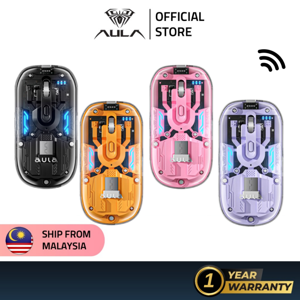 Aula AM210 2.4G Wireless/Bluetooth Mouse, 4 Buttons, Dual Mode ...