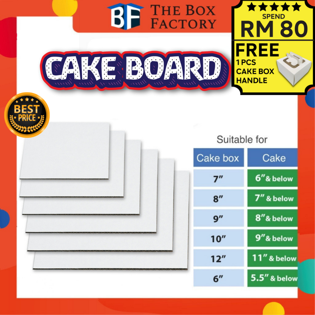 Cake Board Square Papan Kek Segi Empat High Quality Thick Board ️‍🔥 ...