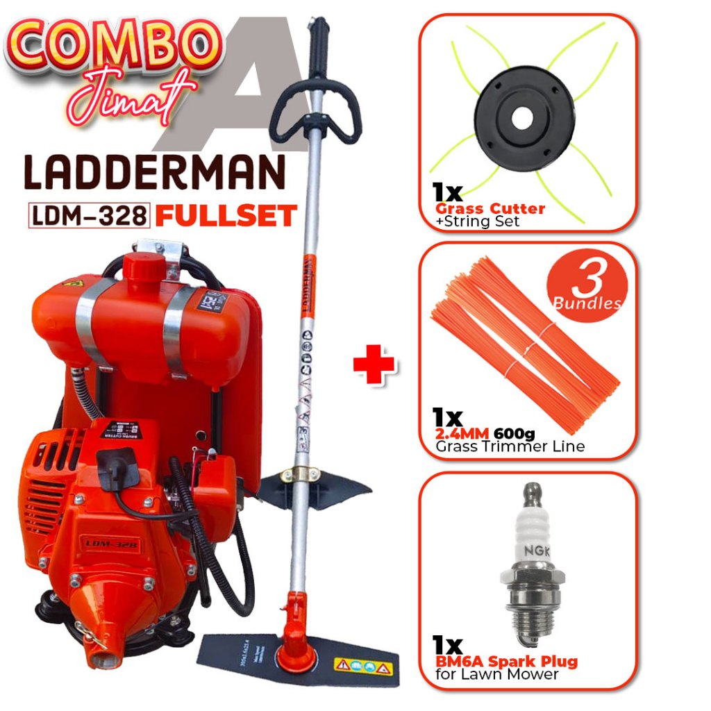 Ladderman 36.5CC 2 Stroke Backpack Brush Cutter Mesin Rumput Petrol ...