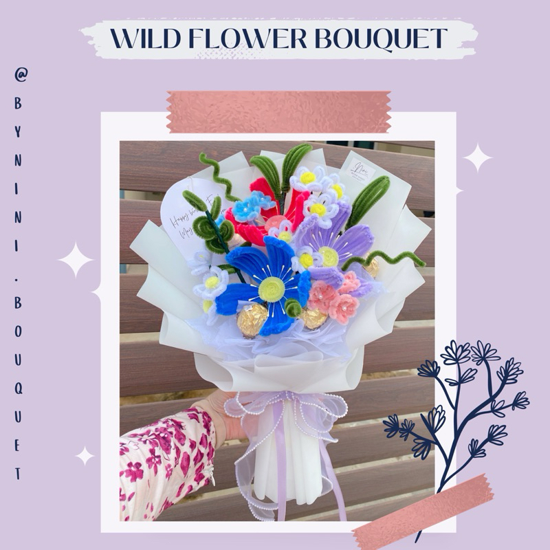 Bouquet Chenille / Pipe Cleaners 💐🤍(Valentine, Anniversary, Birthday ...