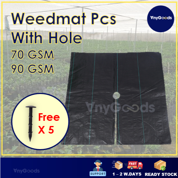 [Weedmat Pcs Hole] AnyGoods 70gsm/90gsm 1x1 / 1.2x1.2 /1.5x1.5 Penutup ...