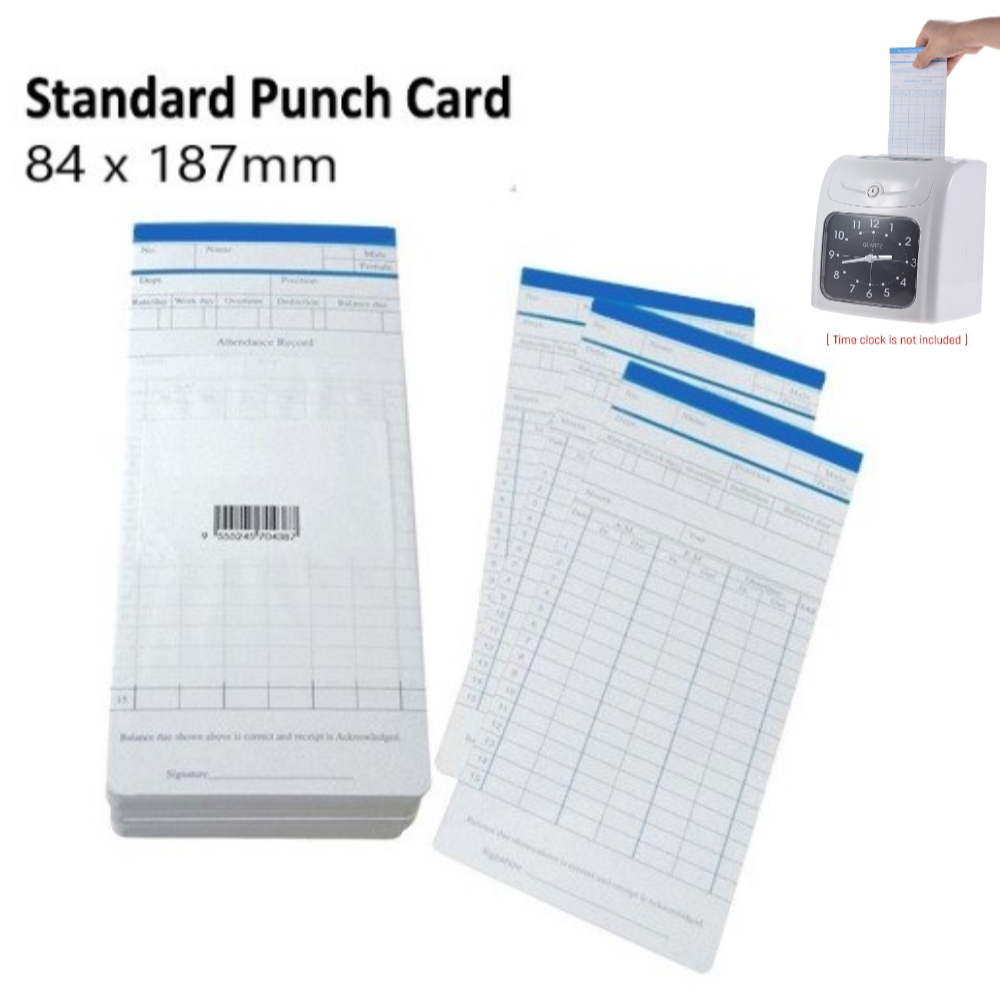 Punch Card Time Recorder Standard Quality Card Kad Perakam Waktu ...
