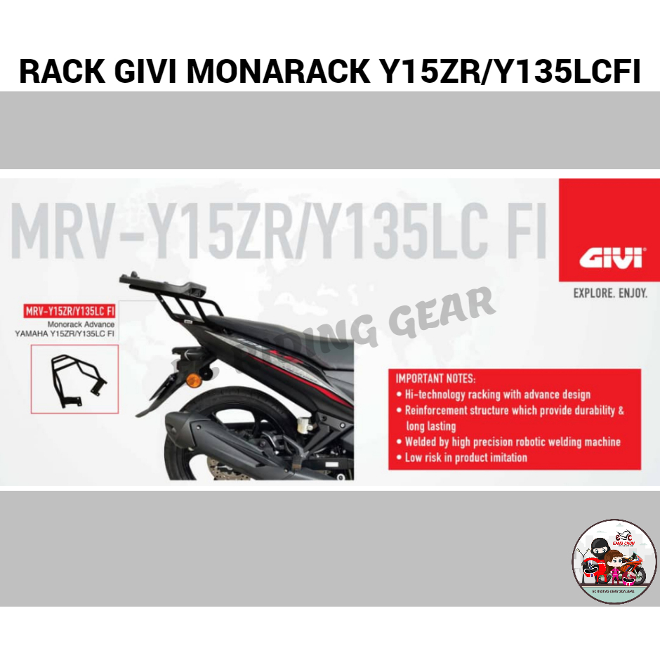 RACK GIVI 100% ORIGINAL RACK GIVI MRV-Y15ZR/Y135LC FI / I MV YAMAHA ...
