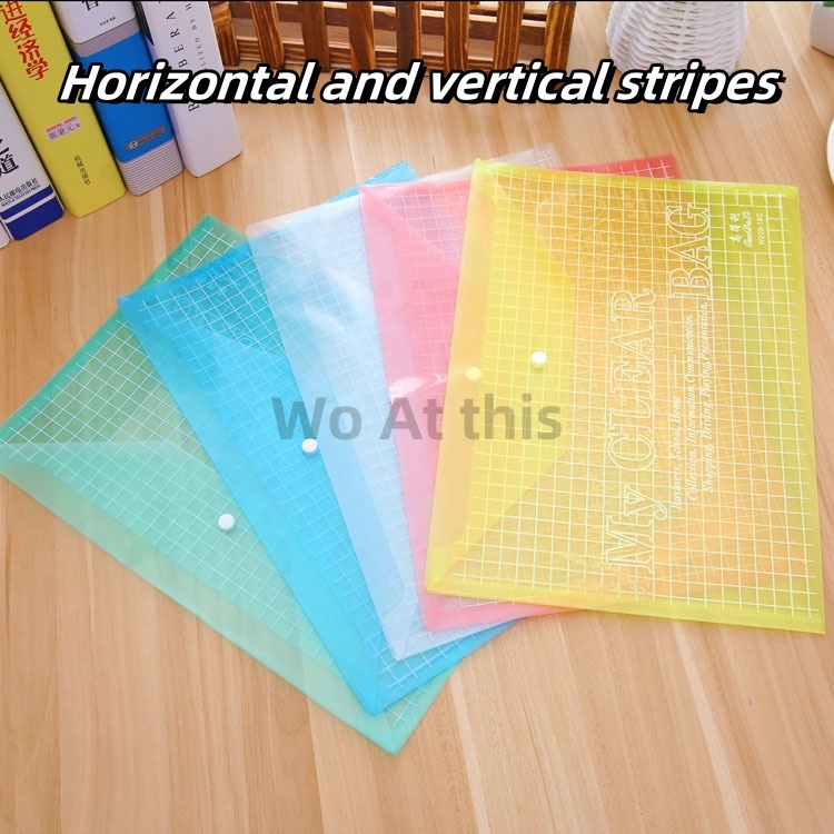 1PC A4 Thickened Transparent Button File Bag A4 Management file Folder ...