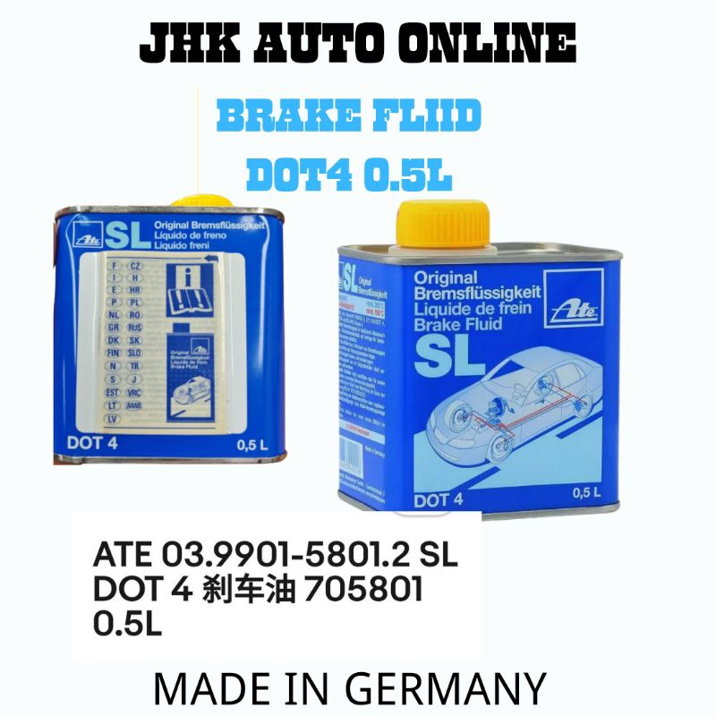 BRAKE FLUID DOT 4 ATE SL 0.5L(500ML) 100% NEW ORIGINAL MADE IN GERMANY | Shopee Malaysia