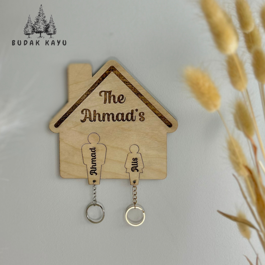 Wooden House Shape Key Holder, Wood Wall Mounted Wall Storage Hanger ...