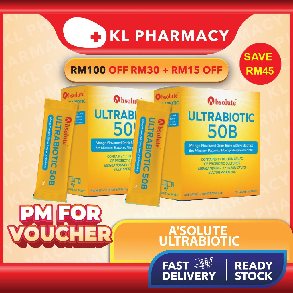 [KL PHARMACY] ASOLUTE / ABSOLUTE ULTRAbiotic 50 Billion CFUs 30's / 2x ...