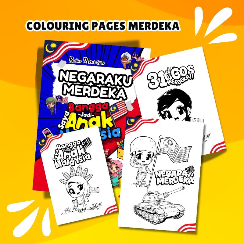 [Merdeka] Colouring Pages Merdeka Jalur Gemilang Negaraku Merdeka Buku ...