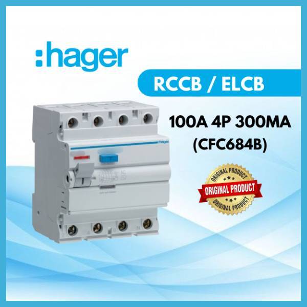 HAGER RCCB/ELCB 100A 4P 300MA (CFC684B) | Shopee Malaysia