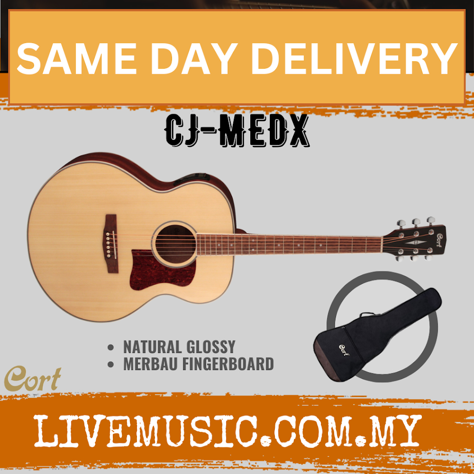 Cort CJ-MEDX - Jumbo sized Acoustic-Electric Guitar with Gig Bag ...