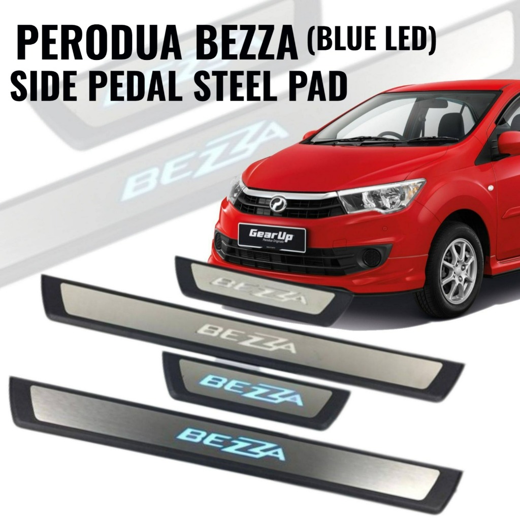 Perodua Bezza New Model Version Stainless Steel Blue LED Side Door Sill ...