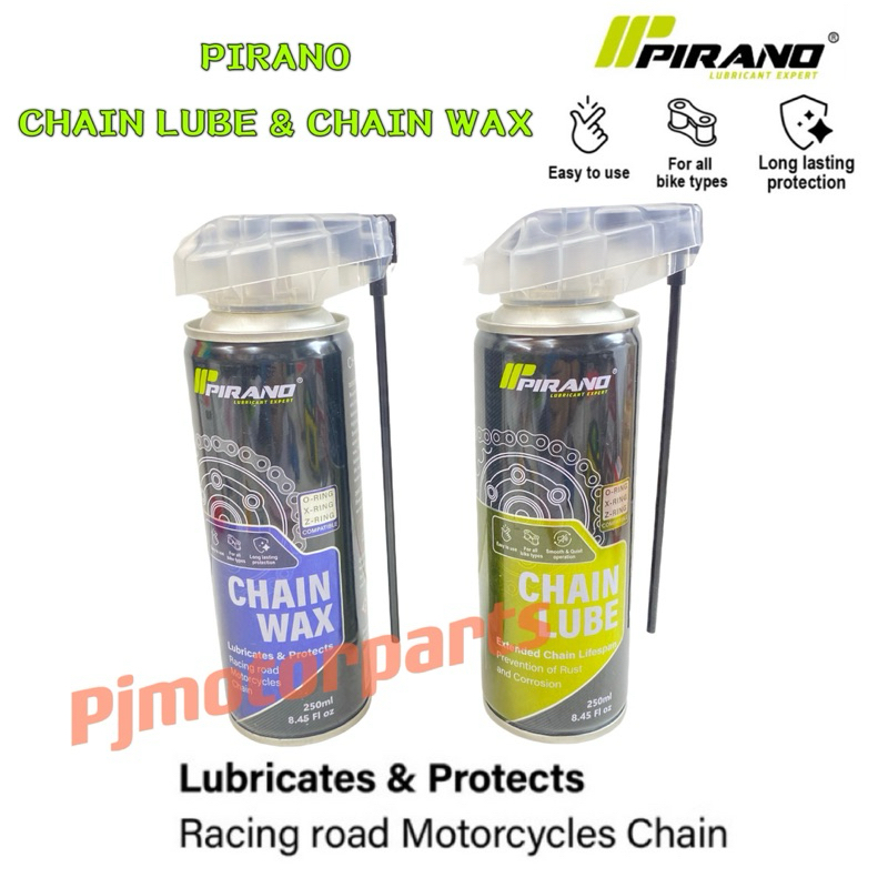 PIRANO CHAIN LUBE & CHAIN WAX 250ML SPRAY CHAINLUBE & CHAINWAX RANTAI SPROCKET SPRAY MINYAK ...