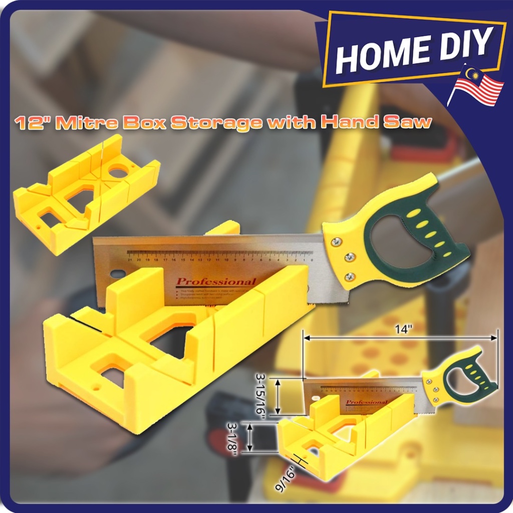 HOME DIY 300MM 12" MITER BOX STORAGE PLASTIC WITH MITRE HAND SAW /TOTAL ...