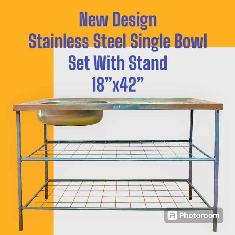 18" x 42" Kitchen Stainless Steel Sink with Stand Complete Set Rak ...