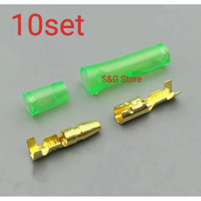 (10Set) Penyambung Wayar Bullet Wire terminal 4mm Awg22-16 Penyambung ...