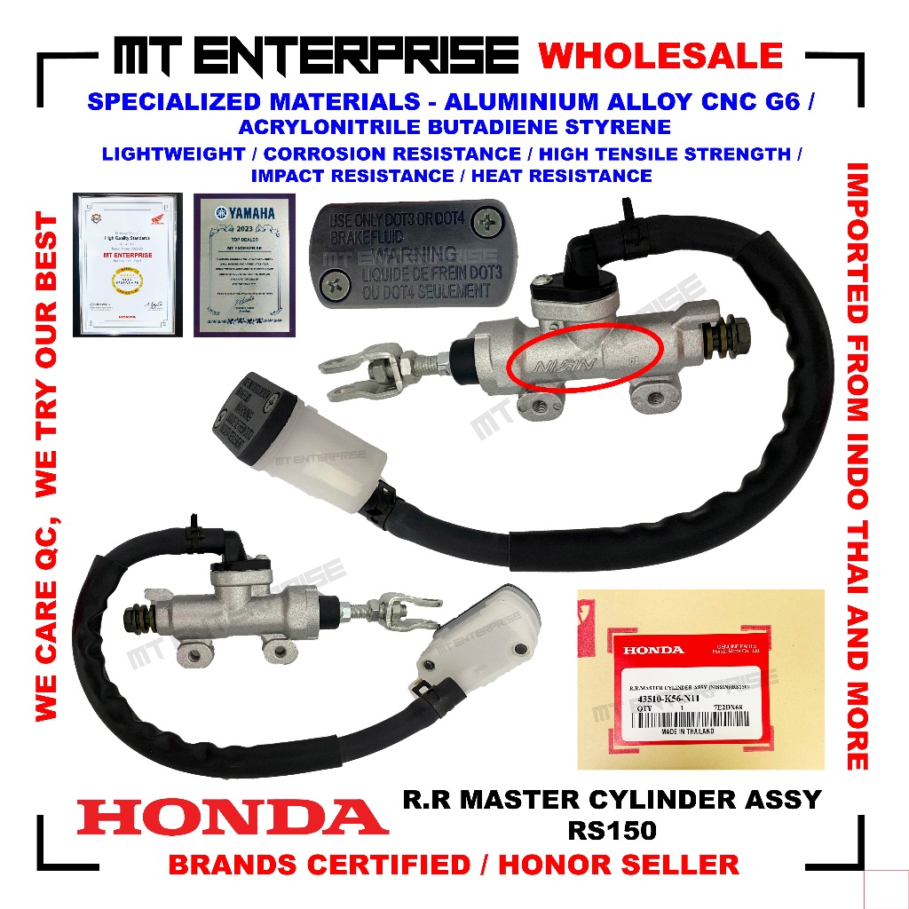 FREE MJL LED - NISSIN Honda Master Cylinder Pump RS150 REAR | Shopee ...