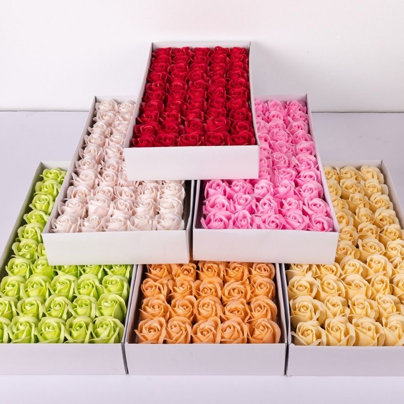 5/25/50pcs 3 Layer Soap Flower Rose With Base Fragrance Scent Bunga ...