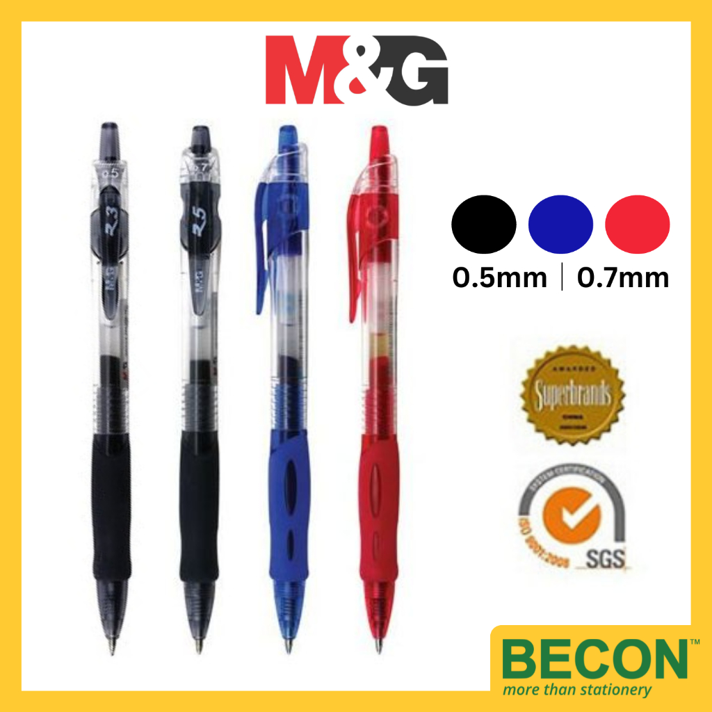 M&G Gel Ink Pen R3 | R5 | 0.5mm | 0.7mm | Black | Blue | Red | Shopee ...