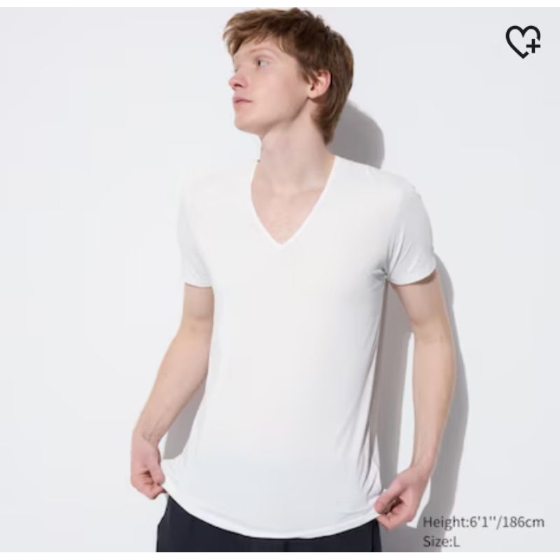 100% Uniqlo AIRism V Neck Short Sleeve T-Shirt | Shopee Malaysia