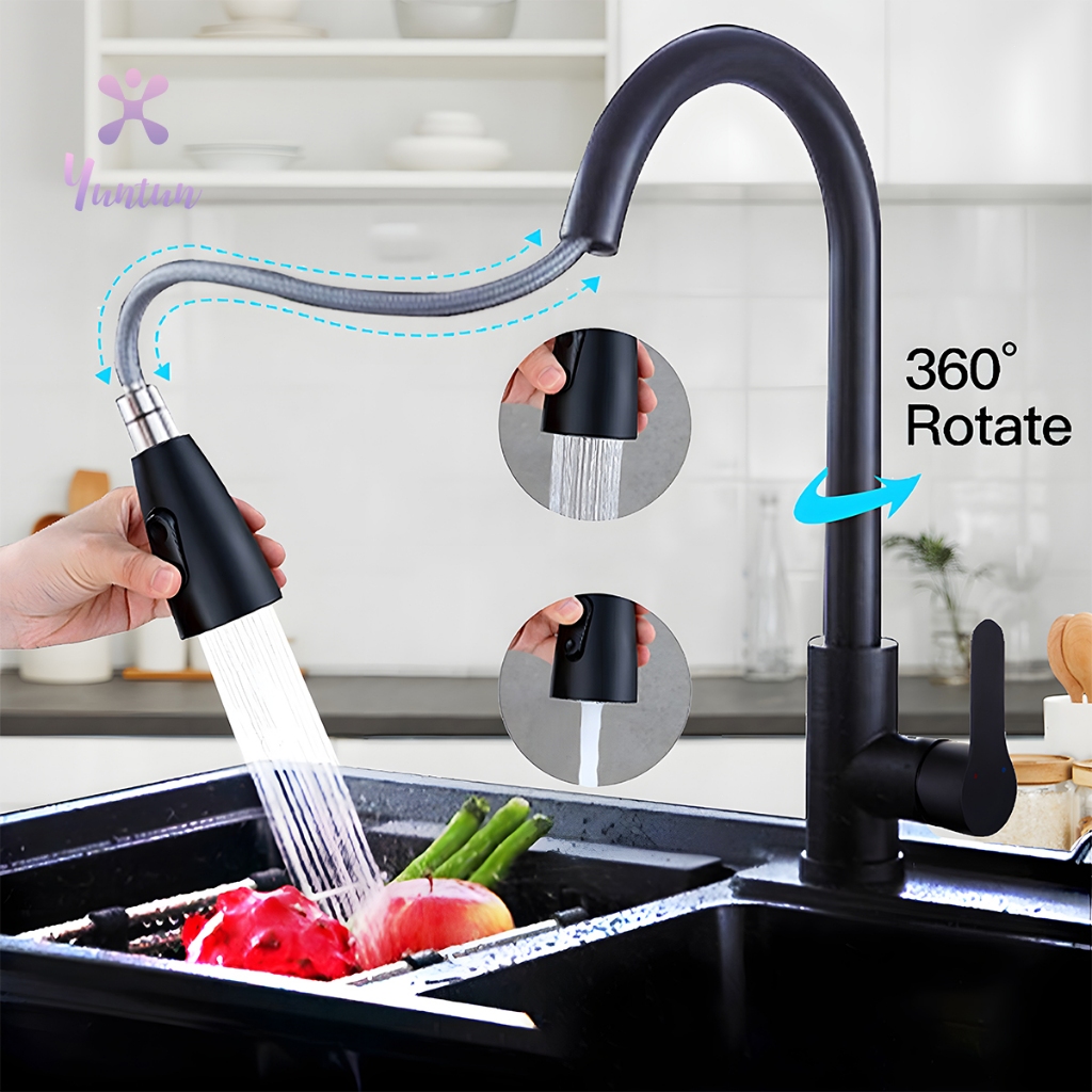 Yuntun Stainless Steel Kitchen Basin Sink Faucet 360 °Swivel Extending ...