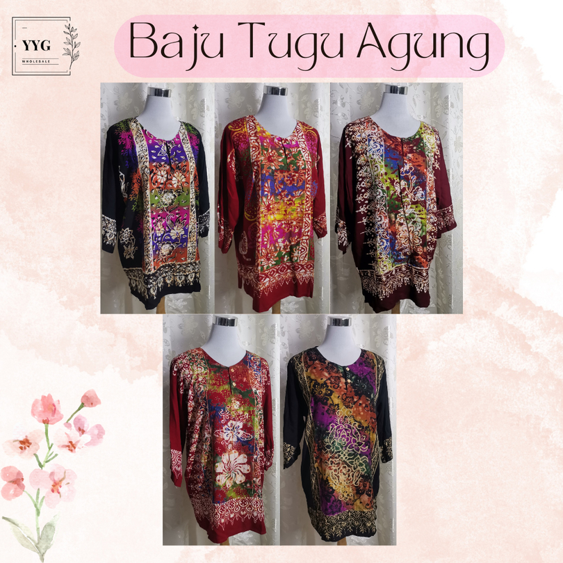 Blouse Batik Tugu Agung STD/Jumbo Tangan 3/4 Eksklusif Cantik DEWASA ...