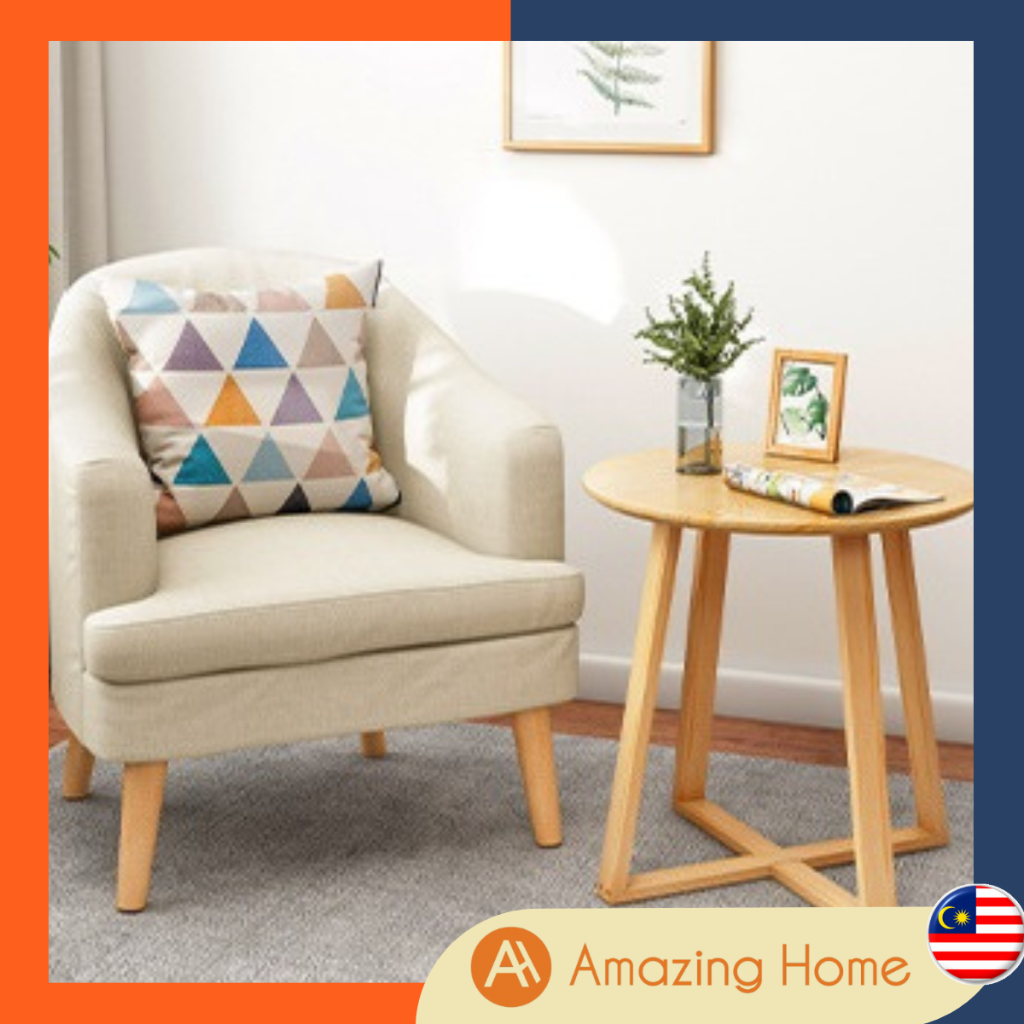 AmazingHome Solid Wood Side Table Sofa End Table Round Coffee Table ...