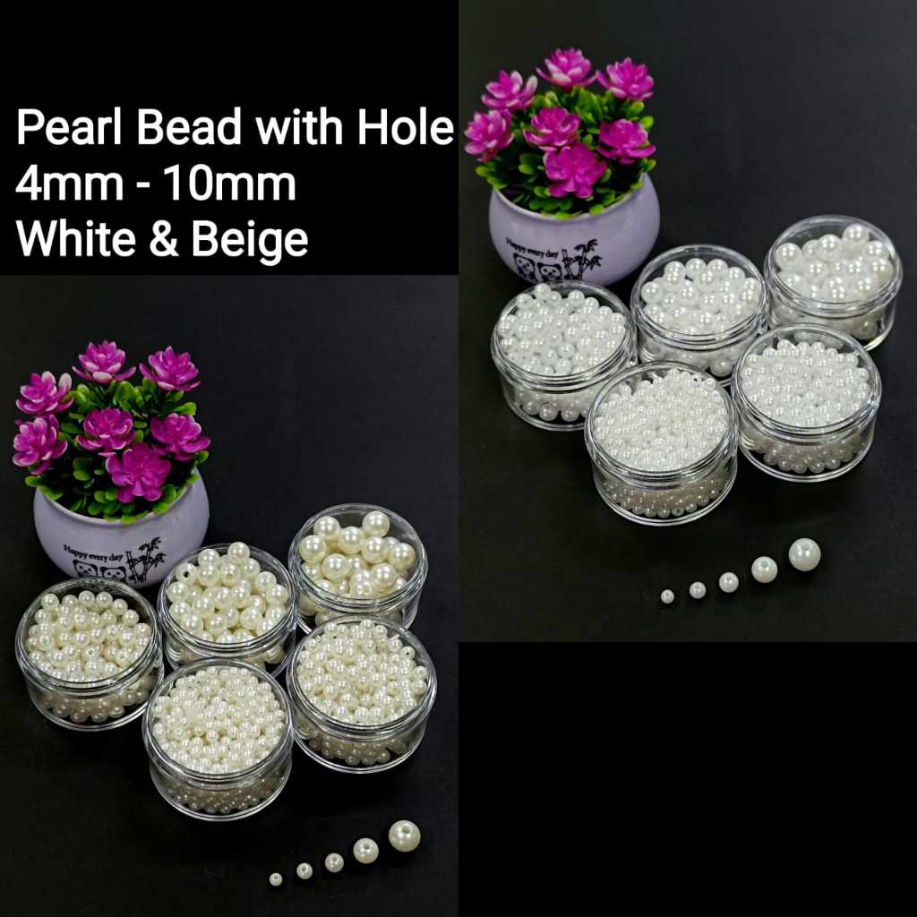 [4mm - 10mm] Pearl Bead with Hole/ ABS Round Bead Pearl/ DIY Pearl ...