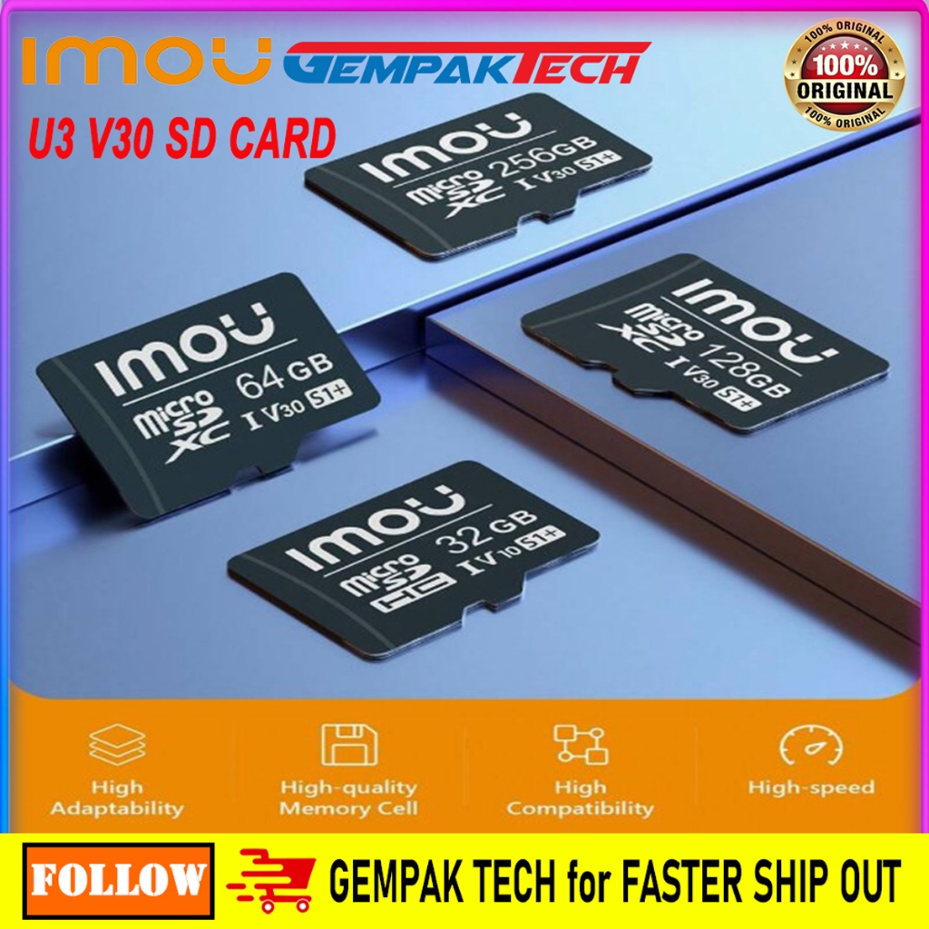 IMOU MicroSDXC Memory Card, U3 V30, with SD Adapter, 95MB/s Max Read Speed(64GB/128GB/256GB ...