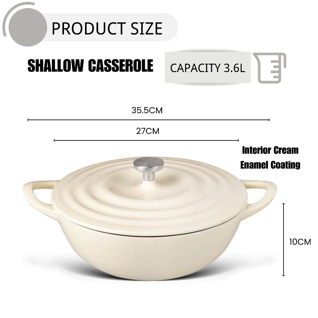 🔥Premium Cast Iron Enamel Pot Casserole Round Dutch Oven Enamel Pot ...