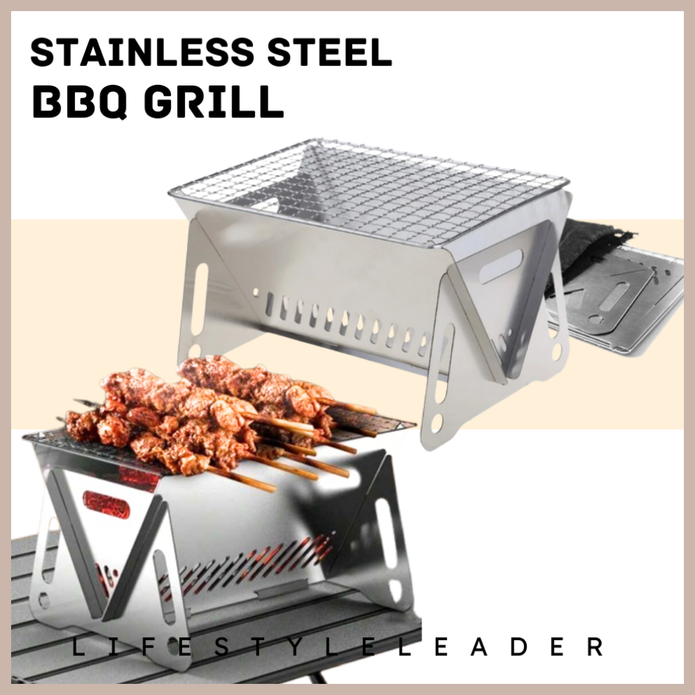 Stainless Steel Portable BBQ Grill Charcoal Mini BBQ Grill Outdoor ...