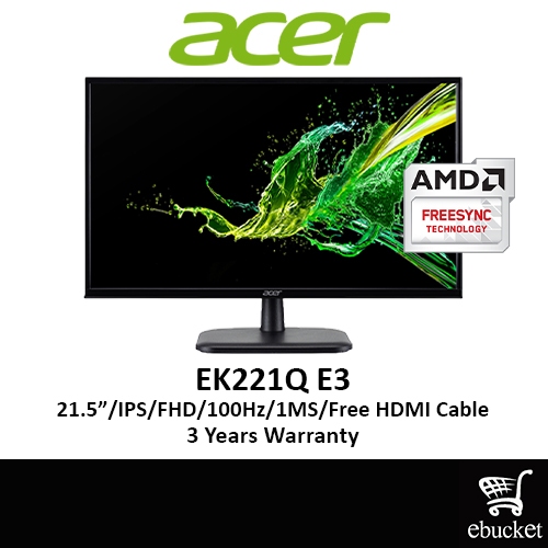 Acer EK221Q E3 / EK221Q H 21.5" FHD 100Hz FreeSync Monitor ( HDMI, VGA ...