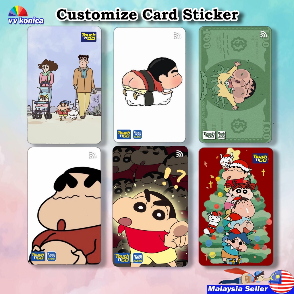 ( SHIN CHAN Series 2 ) Touch n Go Card Sticker Cover TNG / MASTER / VISA / CREDIT/ DEBIT CARD ...
