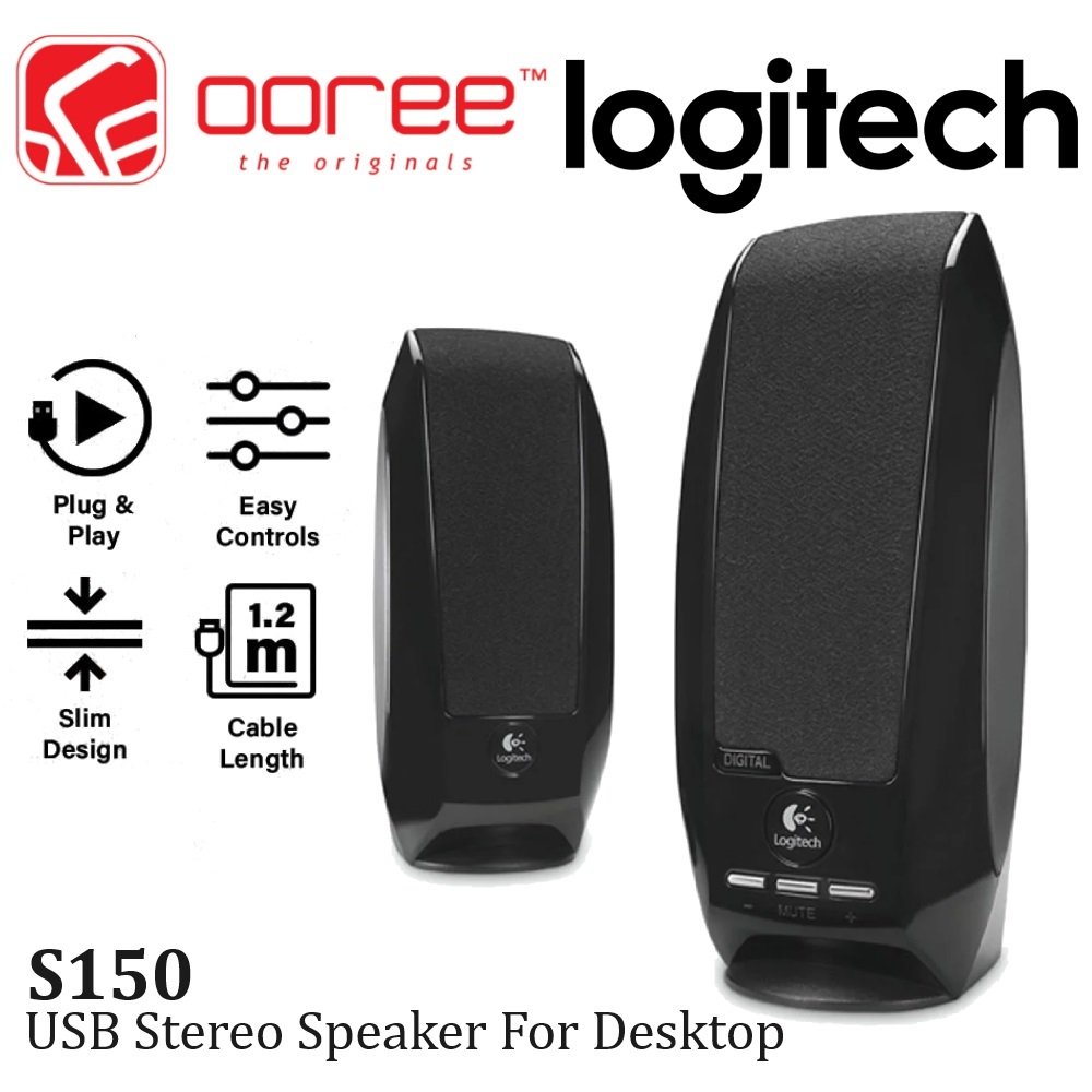 LOGITECH S150 USB STEREO SPEAKER SMALL COMPACT DESIGN / LIGHTWEIGHT FOR DESKTOP OR LAPTOP ...