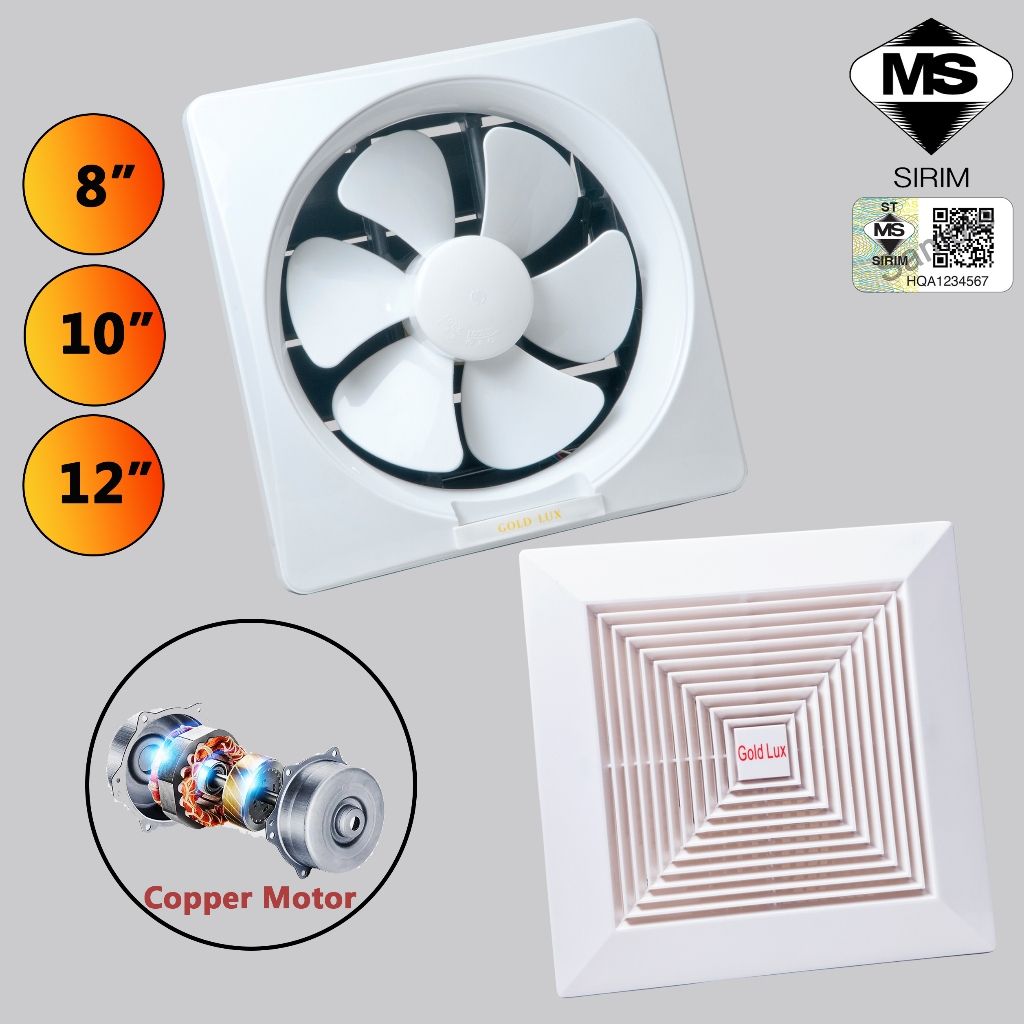 3H Kipas Ekzos Jenis Dinding/Siling PP Ventilasi Udara Motor Copper ...