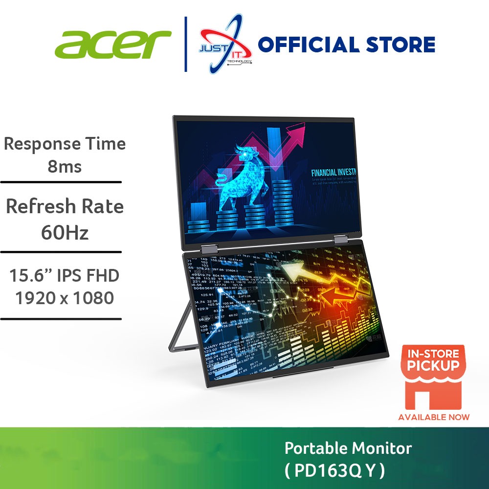 ACER PD163Q B 15.6" DUAL SCREEN PORTABLE MONITOR ( 15.6" IPS FHD / 8MS ...