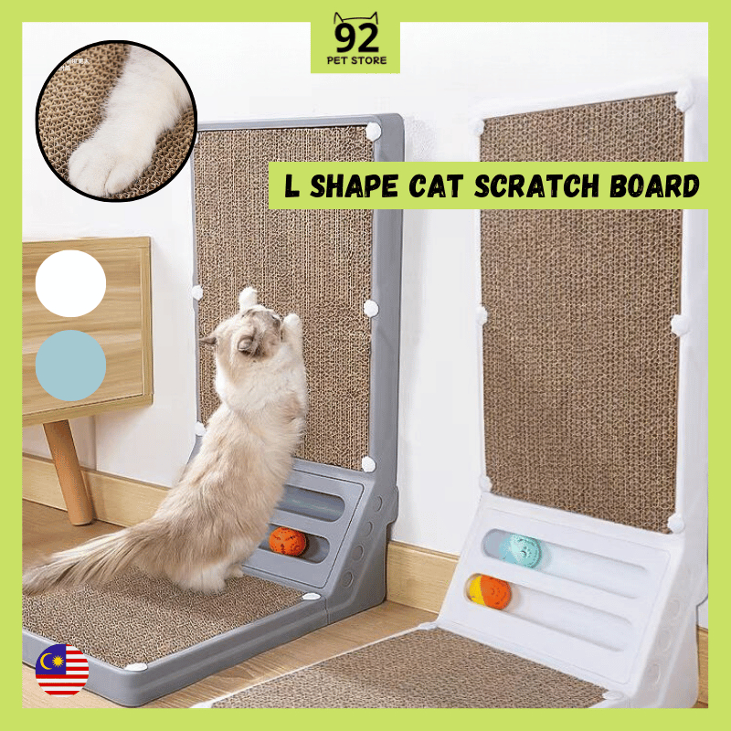 【92 PETSTORE】Cat Scratcher L-Shape Scratching Board Pad Cat Tree Cat Toy with Catnip Cat ...