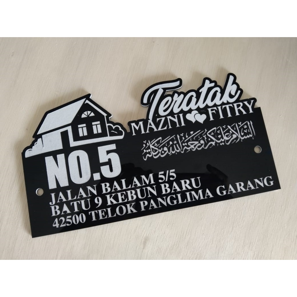Signage Rumah Plate Alamat Rumah Modern House Number Plate RM40 ...
