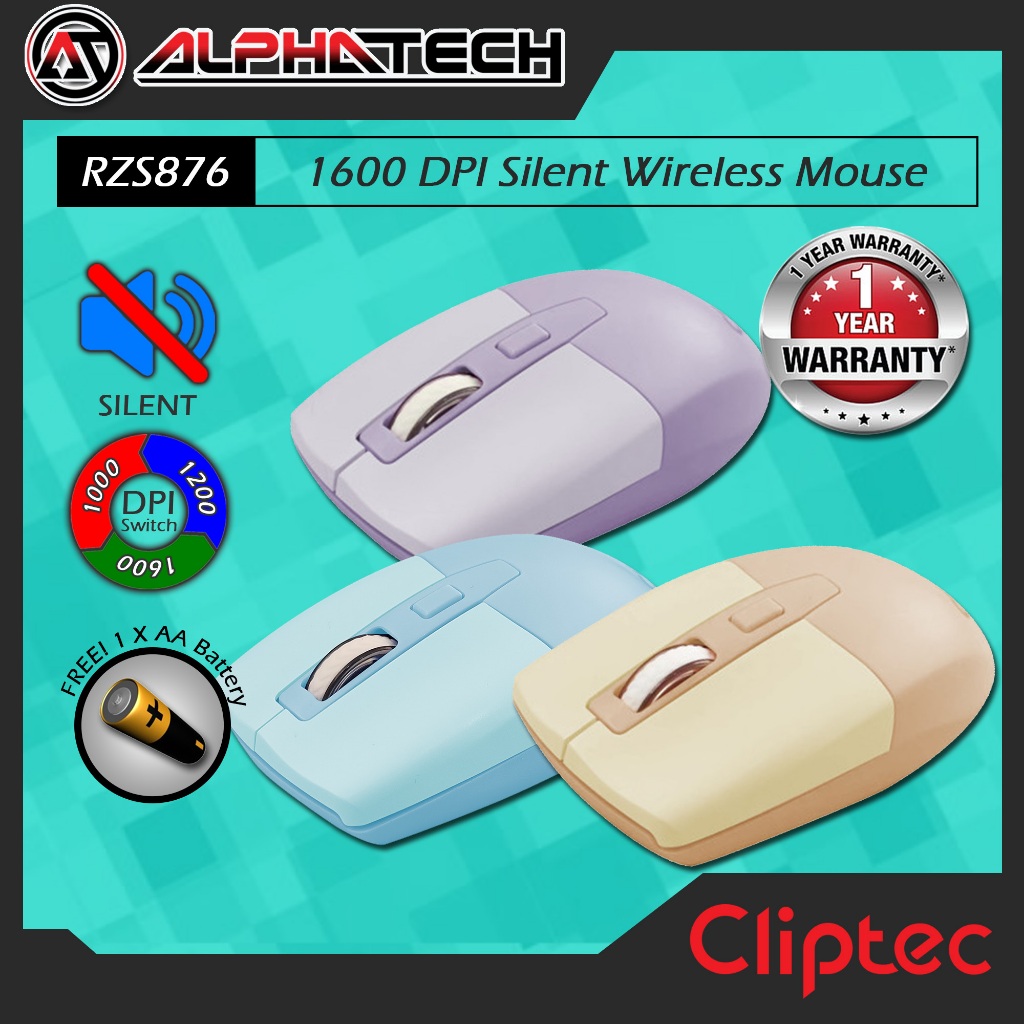 CLiPtec RZS876 Fresh Xilent 1600dpi 2.4Ghz Silent Wireless Mouse, DPI ...
